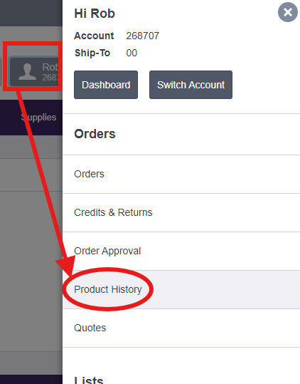 How to use Product History search tool