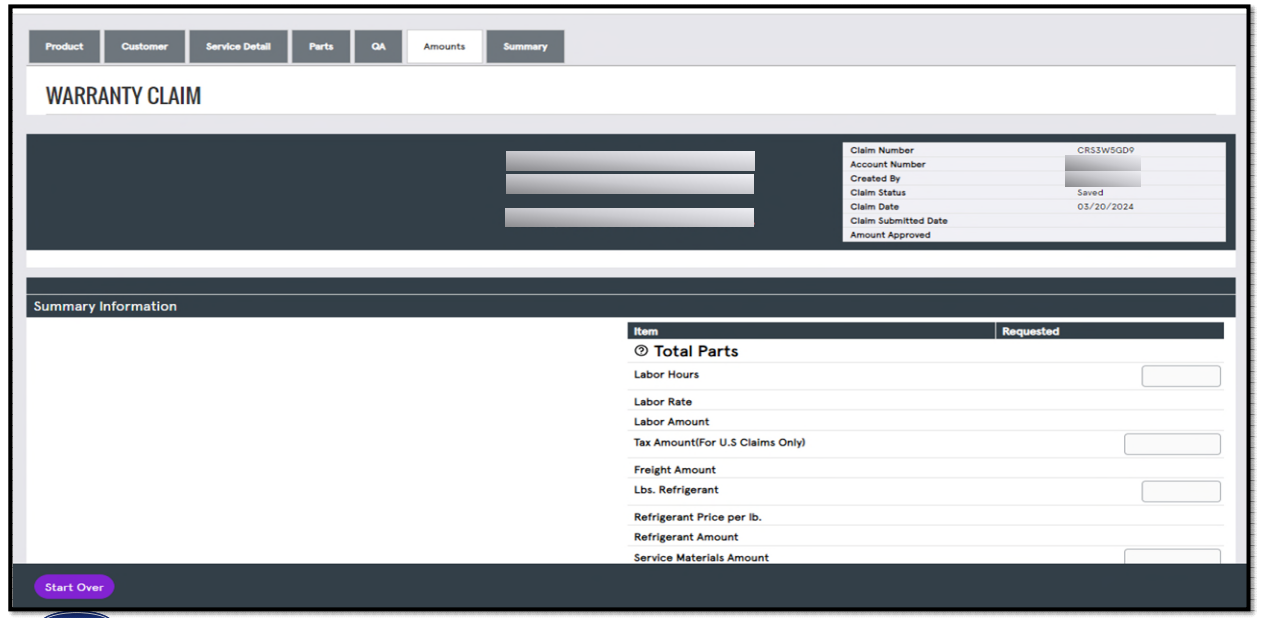 How do I file a Standard Warranty Claim in ServiceBench?