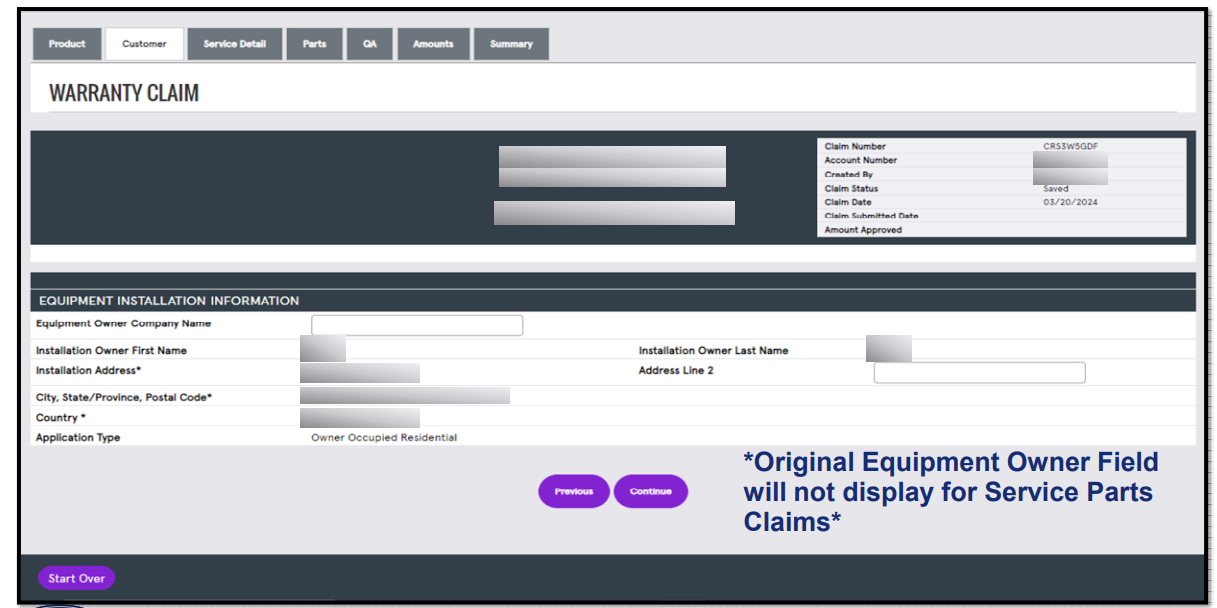 How do I file a Service Part Warranty Claim in ServiceBench?