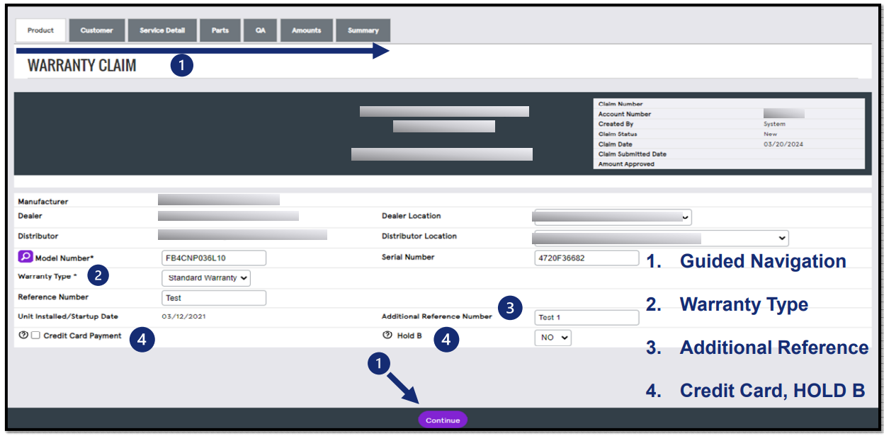 How do I file a Standard Warranty Claim in ServiceBench?
