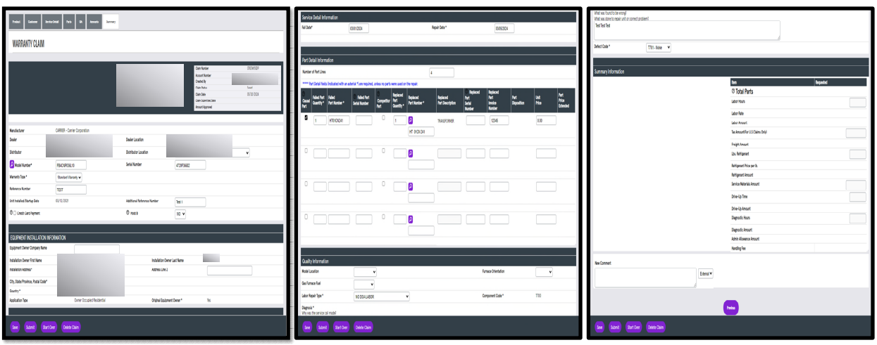 How do I file a Standard Warranty Claim in ServiceBench?