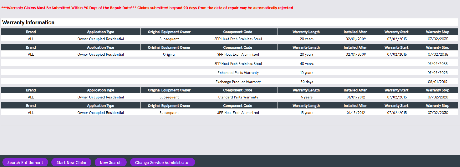 How do I file a Standard Warranty Claim in ServiceBench?