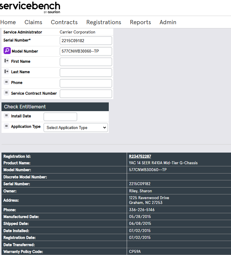 How do I file a Standard Warranty Claim in ServiceBench?