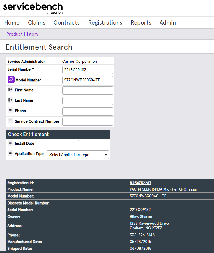 How do I file a Standard Warranty Claim in ServiceBench?