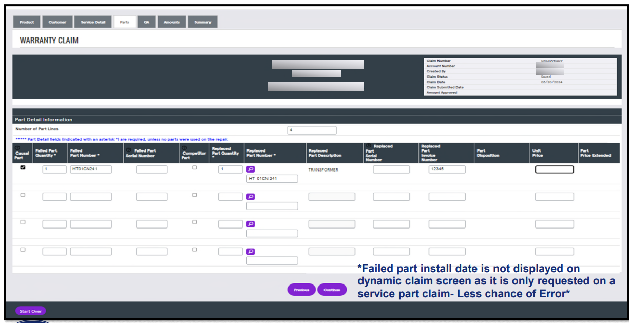 How do I file a Standard Warranty Claim in ServiceBench?