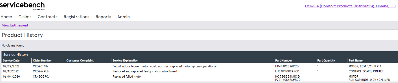 How do I file a Service Parts Warranty Claim in ServiceBench?
