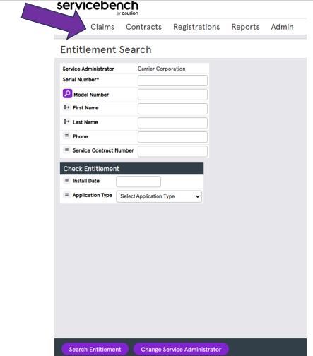 How do I file a Service Parts Warranty Claim in ServiceBench?