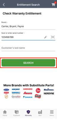 How do I find warranty info with a serial number using the HVAC Pro+ ...