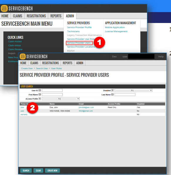 How do I set up our company users on our ServiceBench® account?