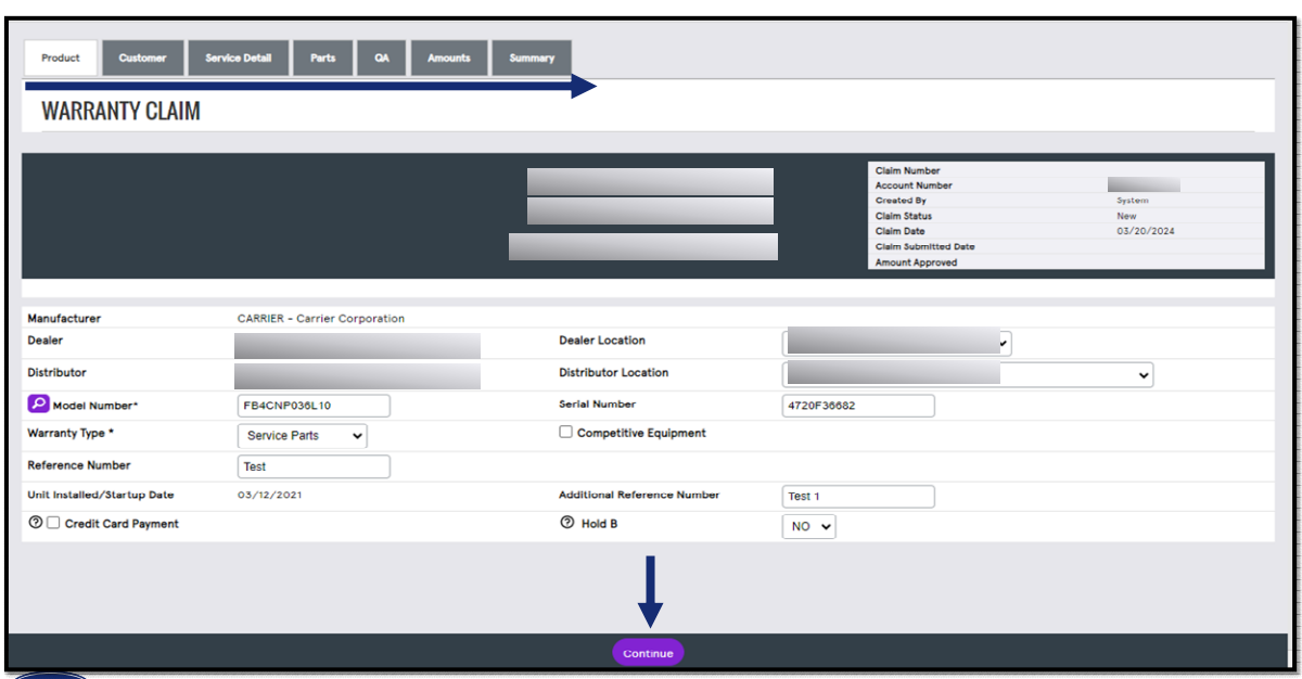 How do I file a Service Parts Warranty Claim in ServiceBench?